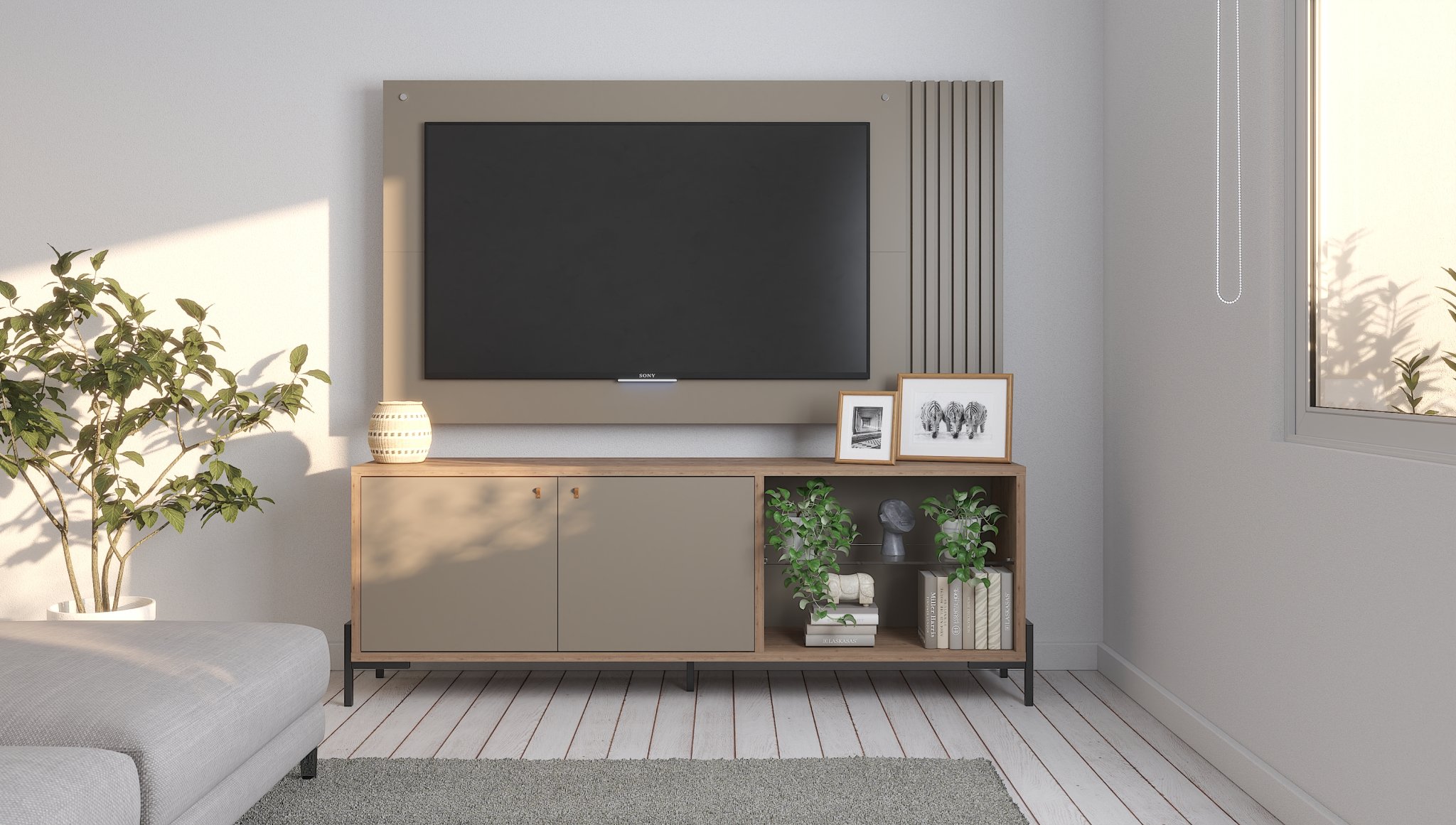 Panel de Tv + Rack Varillado - Valerio Caballero Muebles